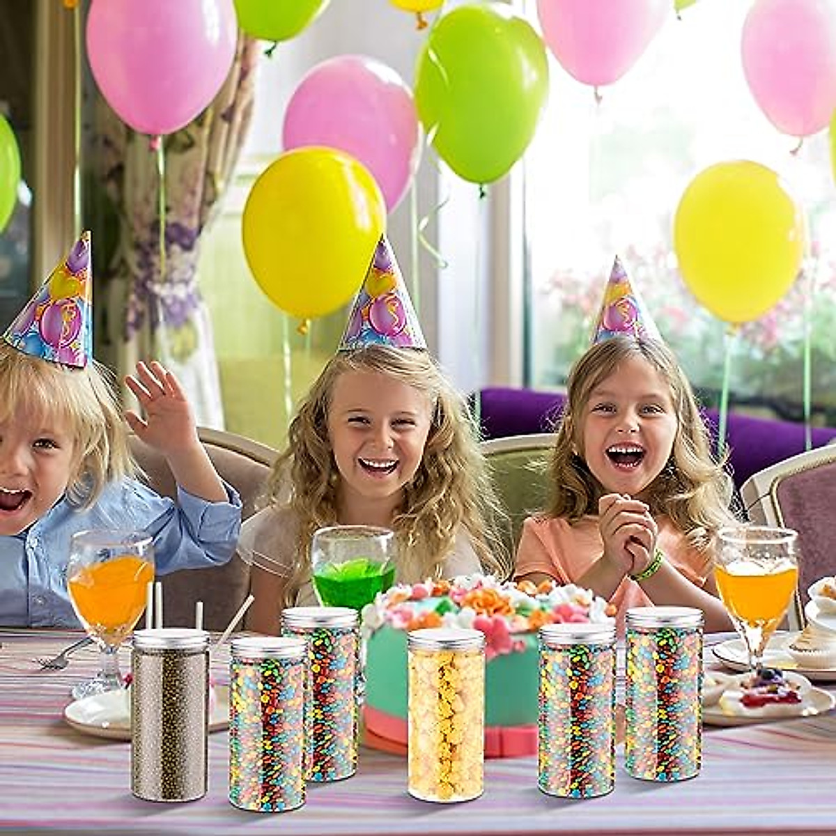 Dandat 16 Pcs Clear Plastic Jars with Lids 30 oz Bottles Containers Plastic Mason Jars Plastic Canisters Cylinders Storage Kitchen and Household Organization Cup for Dry Goods, Spice, Honey, Food