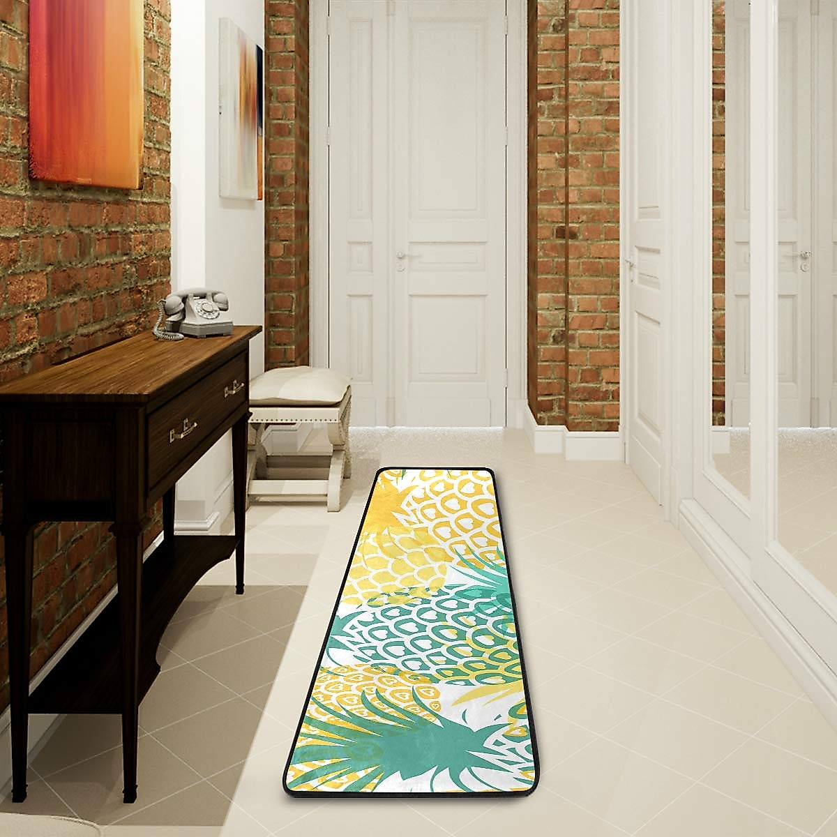 Pineapple Tropical Fruit Kitchen Rugs Non-Slip Soft Doormats Bath Carpet Floor Runner Area Rugs for Home Dining Living Room Bedroom 72" X 24"