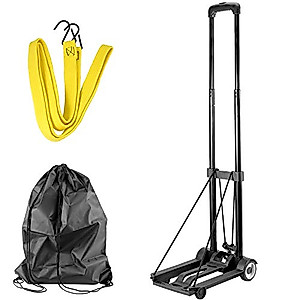 HOZEON Folding Hand Truck, 55 Lbs 25 KG Heavy Duty Solid Construction Utility Cart for Luggage, Lightweight Compact Portable Fold Up Dolly for Luggage, Travel, Shopping Moving, Office, Black