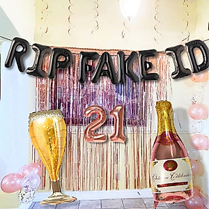 LaVenty Rose Gold 21st Birthday Decorations Finally 21 Rip Fake ID Birthday Party Decoration Her 21st Birthday for Women Forever 21 Birthday Decorations