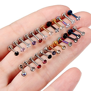 Cisyozi 16G Lip Labret Medusa Ashley Monroe Rings Studs for Women Snake Bite lip Ring 16 Gauge Stainless Surgical Steel Flat Back Tragus Cartilage Helix Conch Earrings Stud Piercing Jewelry Men 10mm