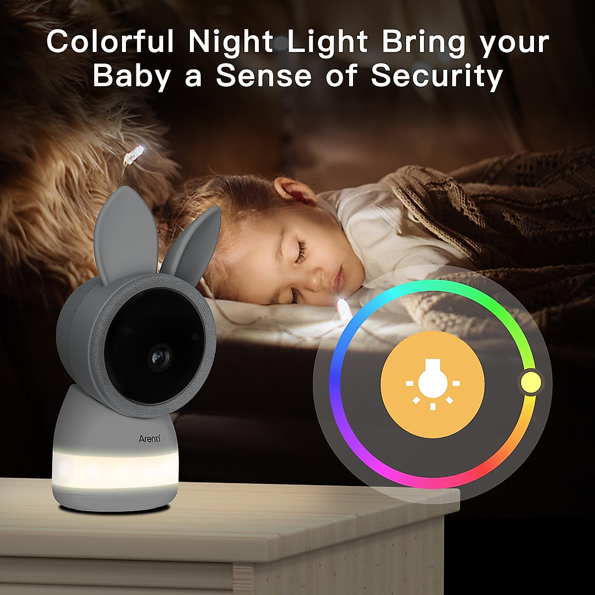 ARENTI Split-Screen Video Baby Monitor, Audio Monitor with Two 2K UHD WiFi Cameras,5" Color 720P Display,Night Vision,Cry Detection,Motion Detection,Temp&Humidity Sensor,Two Way Talk,App Control