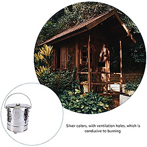 Housoutil 1PC Stainless Steel Paper Burn Barrel with Hook, Burn Barrel Incinerator Cage Can with Lid, Joss Paper Money Incinerator Can for Garden Paper Leaf Trash Backyard Bonfire 10.81x9.04in.