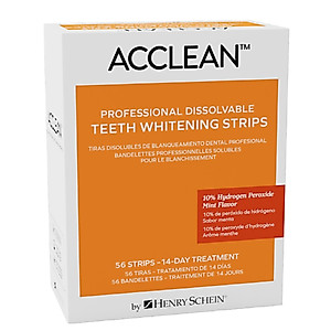 Acclean 10% Hydrogen Peroxide Teeth Whitening Strips; Dissolvable Whitening Strips for 28 Treatments; One (1) Box of 56 Dissolvable Teeth Whitening Strips