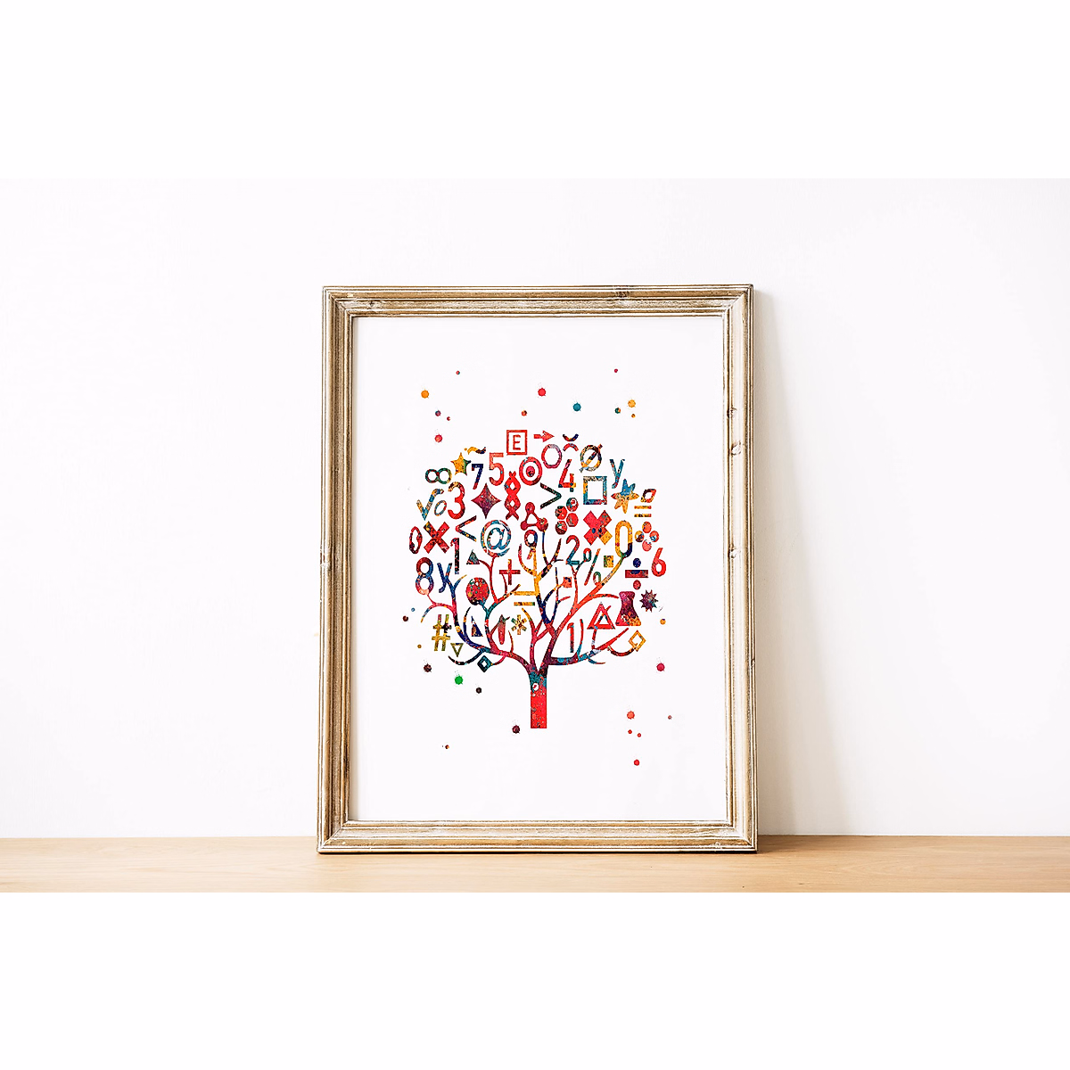 Math Symbols Tree Watercolor Art Print Mathematics Wall Decor Educational Poster Math Classroom Wall Art Mathematical Symbols Math Teacher Gift 8x10 inc. Unframed Print