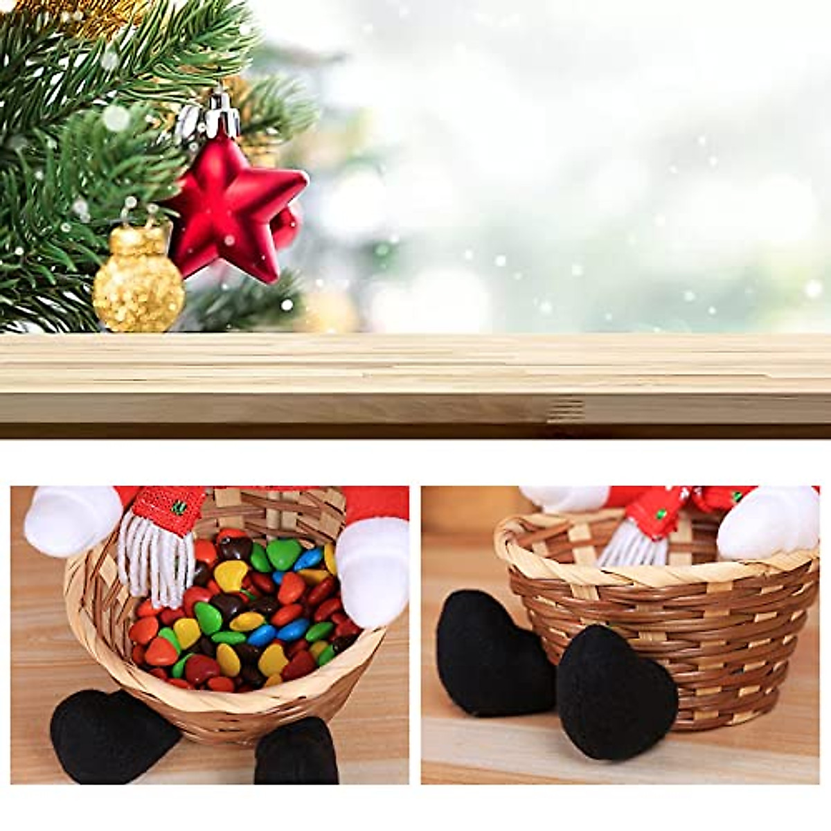 LINNNZI Christmas Candy Storage Basket, 2 Pack Reindeer Gingerbread Man Christmas Candy Dish, Cute Snack Sugar Desktop Container Box for Holiday Table Desk Christmas Decoration Gifts