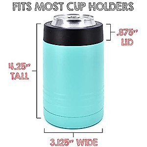 Clear Water Home Goods 4-in-1 Stainless Steel 12 oz Double Wall Vacuum Insulated Can or Bottle Cooler Keeps Beverage Cold for Hours - Also Fits 16 oz Cans - Powder Coated Teal