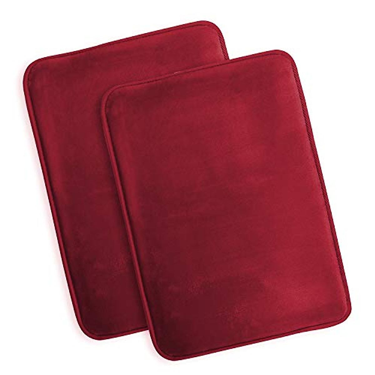 Clara Clark Bathroom Rugs, Ultra Soft Plush Bath Mat for Bathroom, Non-Slip, Velvet Memory Foam Set of 2 Bath Rugs, 17 x 24, Solid Burgundy Red
