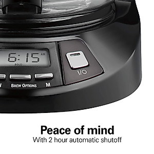 Hamilton Beach 12 Cup Programmable Drip Coffee Maker with 3 Brew Options, Glass Carafe, Auto Pause and Pour, Black Stainless (46293)