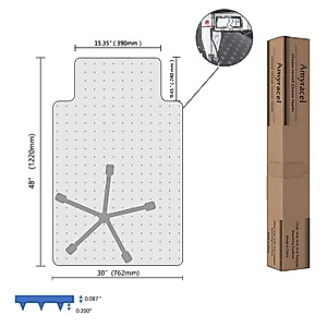 Amyracel Office Chair Mat for Carpeted Floors, 48'' x 30'' Clear Thick and Sturdy Carpet Protector for Desk Chair, Easy Glide Plastic Floor Mat for Flat and Low Pile Carpet (30'' x 48'' with Lip)