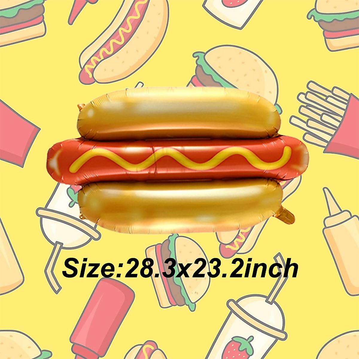 6PCS Hot Dog Balloon Food Themed Balloons, Hot Dog Decorations Balloons for Birthday, Baby Shower, Carnival, Fast Food Snacks BBQ Party Decorations