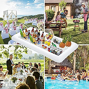 MorTime 4 PACK Inflatable Ice Serving Bar, 53"x25" Pool Party Buffet Drink Cooler, Ice Tray Food Drink Containers for Summer Parties
