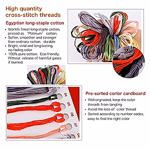 ITSTITCH Cross Stitch Kits for Adults 3 Pack Flowers Crossstitching Kits Preprinted 11CT Printed Cross Stitch Kits for Beginner Prestamped Easy Pattern Needlepoint Kits Crafts for Decor 7.5x15 inch