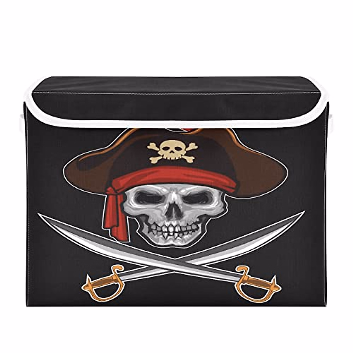 innewgogo Pirates Skull Storage Bins with Lids for Organizing Closet Organizers with Handles Oxford Cloth Storage Cube Box for Car