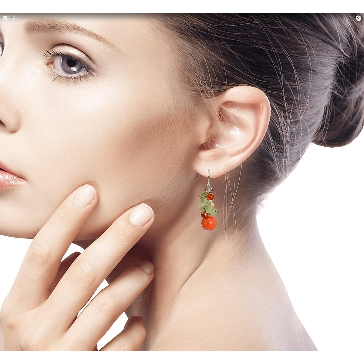 NOVICA Artisan Handcrafted Cultured Pearl Carnelian Cluster Earrings Prehnite Sterling Silver Plated Dyed Green Beaded Dangle Thailand Birthstone [1.6 in L x 0.4 in W] ' Spicy Peach'