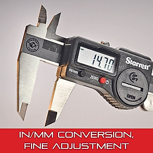 Starrett Stainless Steel Electronic Slide Caliper - 0-24" Range, .0005" Resolution, LCD Display, Fine Adjustment Thumb Wheel, In/mm Conversion - 799AZ-24/600
