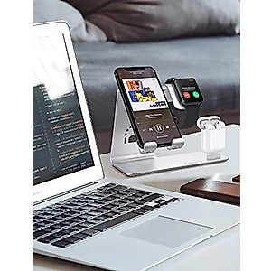 Bestand 3 in 1 Stand Holder for iPhone Mobile Phone iWatch Apple Watch and Charging Stand Station for Airpods Only (Patented, Airpods Charging Case Not Included)