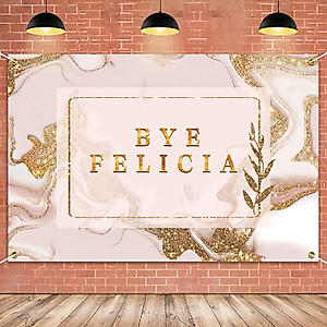 PAKBOOM Bye Felicia Backdrop Banner Party Decorations Supplies for Going Away Moving Job Change Relocating Graduation Farewell Decor – Gold 3.9 x 5.9ft
