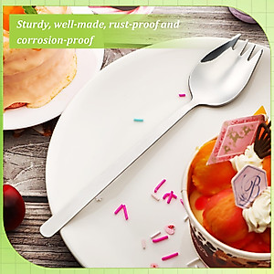 FillTouch 20 Pcs Stainless Steel Sporks Salad Forks Long Handle Dessert Ice Cream Spoons Fork Reusable Fruit Appetizer Forks for Everyday Use, Back to School Lunch Supplies Camping Hiking (5.9 Inches)