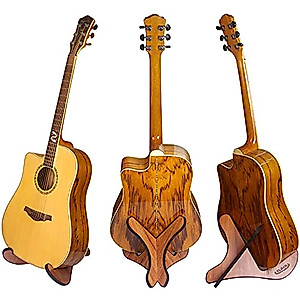 GLEAM Guitar Stand - Universal Wooden for Acoustic Electric Guitar and Bass X-Frame Style Portable String Instrument Holder with Soft Foam Covering