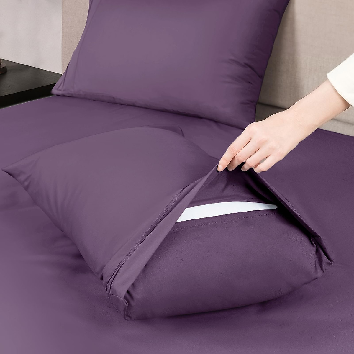 Mejoroom Twin Sheet Set - Hotel Collection Twin Sheets - Bedding Sheets & Pillowcases with Deep Pocket Fitted Sheet, Breathable, Wrinkle & Fade Resistant - 3 Piece(Purple)