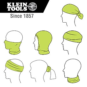 Klein Tools 60465 Cooling Band for Neck and Face with Evaporative Performance Knit Fabric, Cools Instantly When Wet, UPF 50 Protection, Yellow