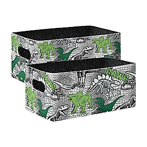 Dinosaur Skeleton Storage Basket Felt Storage Bin Collapsible Towel Storage Empty Gift Baskets Organizer for Kids Bedroom Magazine