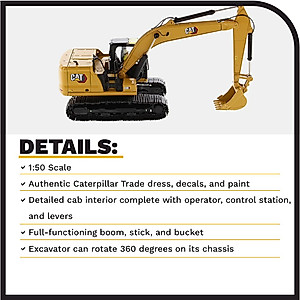 Diecast Masters 1:50 Caterpillar 320 Hydraulic Excavator | High Line Series Cat Trucks & Construction Equipment | 1:50 Scale Model Diecast Collectible | Diecast Masters Model 85569