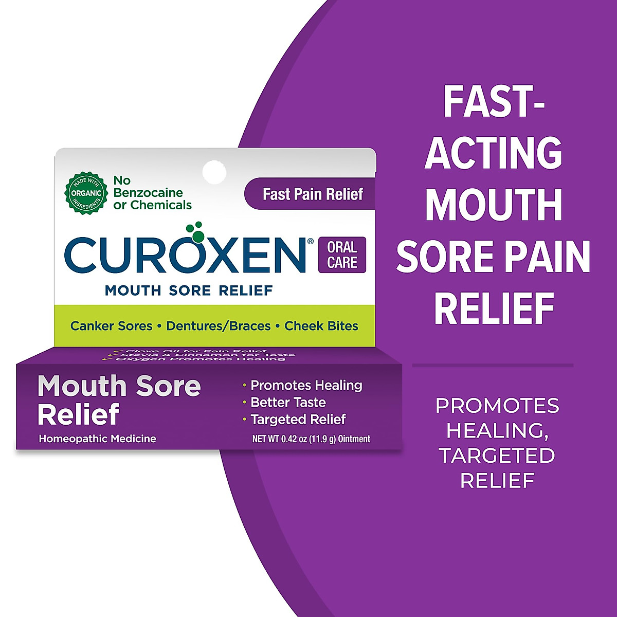 CUROXEN Mouth Sore Relief, Made with All-Natural Ingredients Including Olive Oil, Calendula, Beeswax, Clove Essential Oil, and Cinnamon Oil, Gluten-Free - 0.42 oz