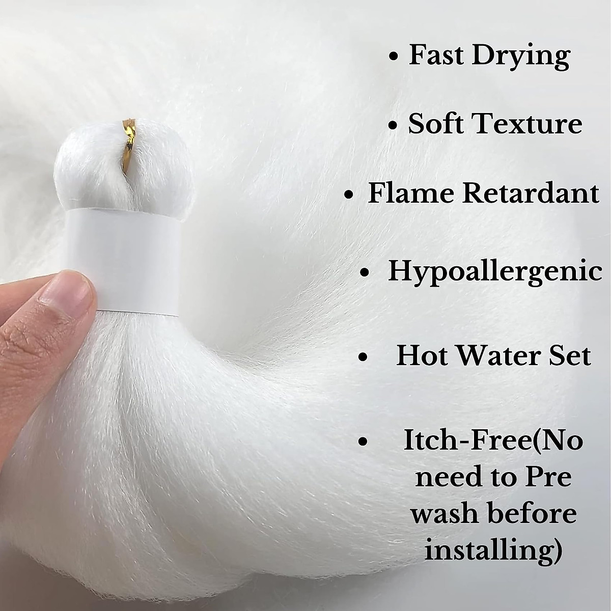 Leticia White Braiding Hair Pre stretched Kanekalon prestretched Braiding Hair Ez Braid Hypoallergenic Synthetic Box Braiding Hair Extensions 26 Inch