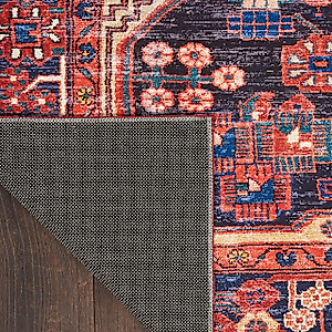 Nourison Fulton Traditional Red 5' x 7' Area Rug, Easy-Cleaning, Non Shedding, Bed Room, Living Room, Dining Room, Kitchen (5x7)