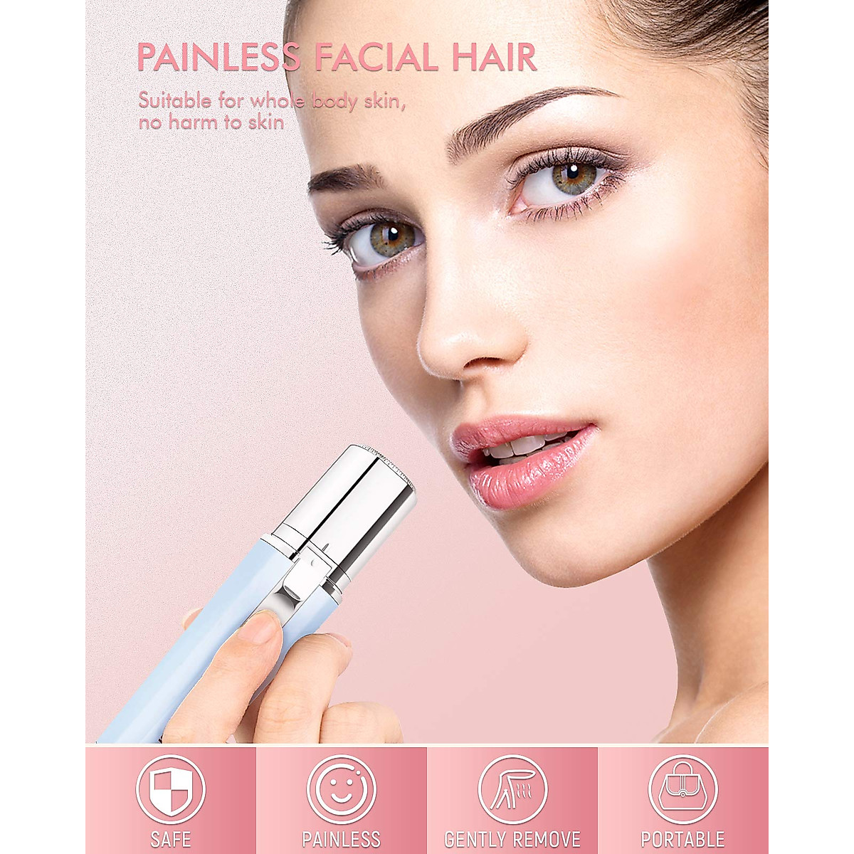 SUPRENT Nose and Ear Hair Trimmer, Wet & Dry Trimmer for Women, IPX7 Waterproof Design, Stainless Steel Rotation Blade, Portable Use