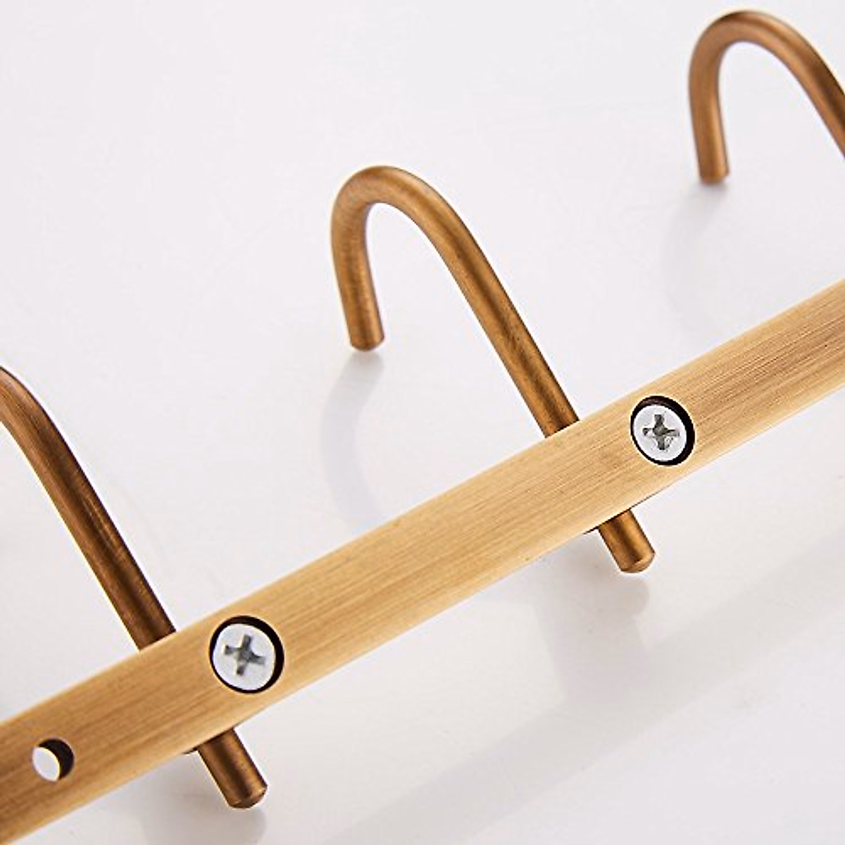 YUTU Bronze 5 Hooks Brass Towel Racks Brushed Antique Coat Hat Hooks Wall Mounted Bathroom