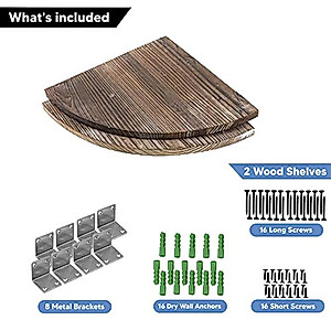 Floating Shelves for Wall, Plant Shelf for Bedroom, Bathroom, Living Room Rustic Home Décor Radial Corner Storage Solid Wood Wall Hanging Shelves, Small Corner Shelf 2 Tier Set by Kudos Homeware