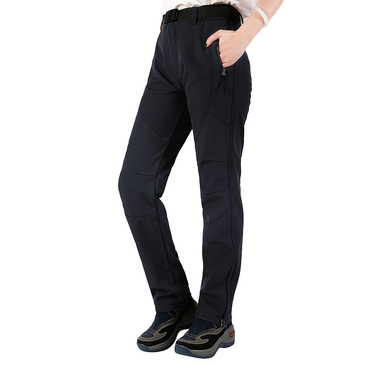 Singbring Women's Winter Outdoor Fleece Waterproof Windproof Insulated Ski Snow Hiking Workout pants W28-W30 Medium Black(W801F31/Black/M)