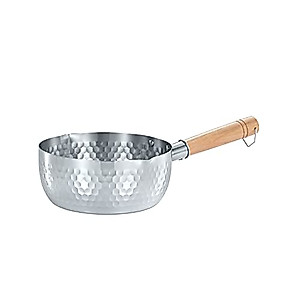 CONCORD 2 Quart Stainless Steel Yukihira Pan. Traditional Japanese Saucepan with Wood Handle. Great for Ramen, Tempura, Milk, etc.