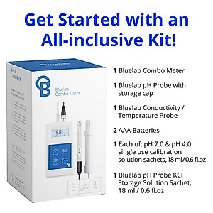 Bluelab Combo Meter for pH, Temperature & Conductivity in Water - Easy Calibration, Digital EC/TDS/PPM Tester for Hydroponics & Indoor Plants (METCOM)