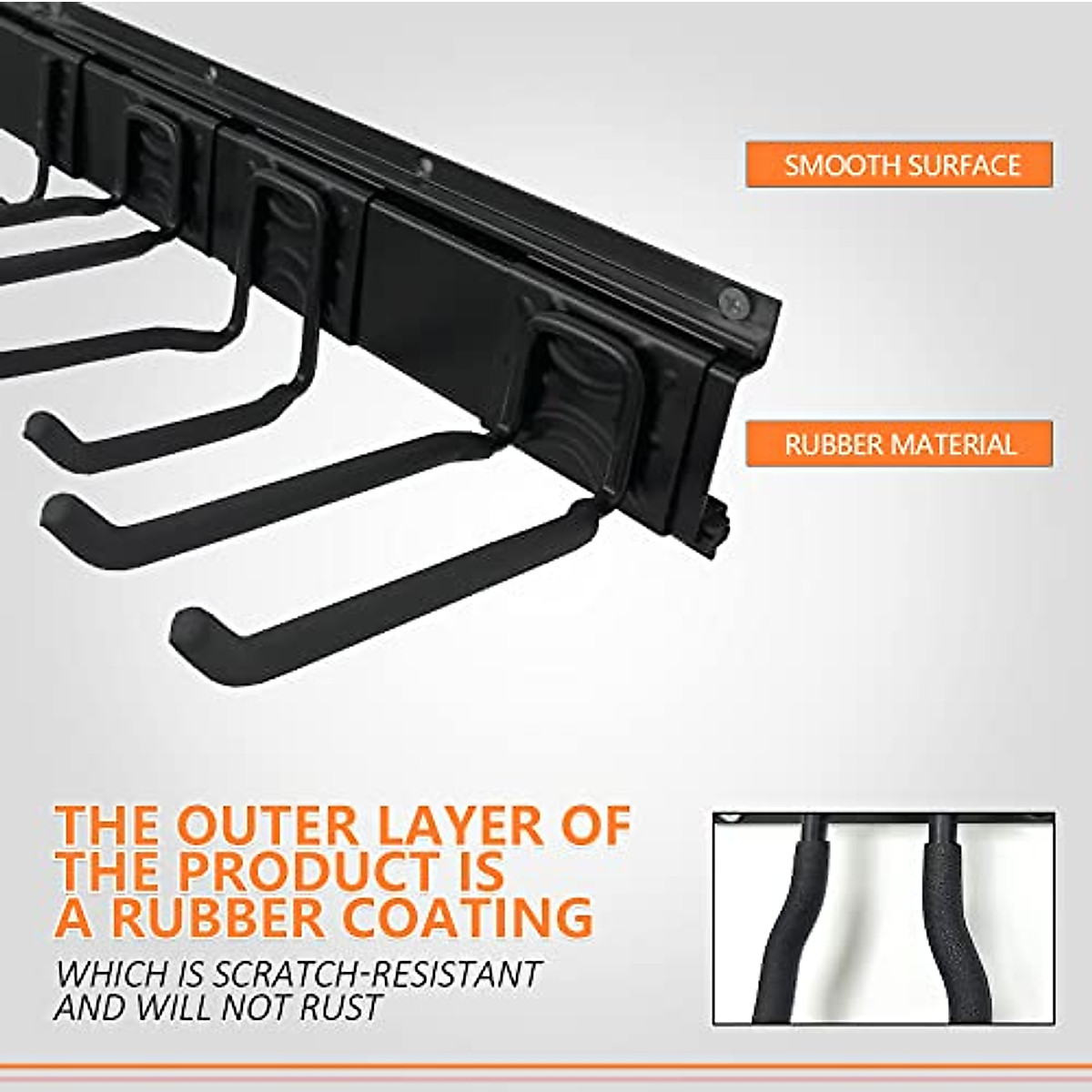 Tappio 12PCS Tool Storage Rack，wall mount tool organizer ，48 inch with 9 Adjustable Hooks uper Heavy Duty Steel Garden Tool Organizer Wall Holders