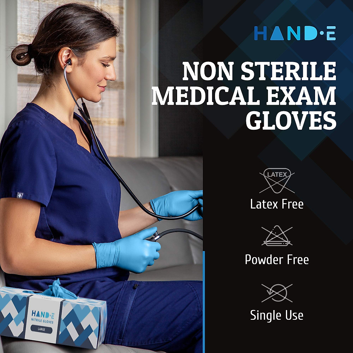 Blue Nitrile Disposable Gloves Medium 100 Count - Latex Free Medical Exam Gloves, Powder Free Food Safe Cooking Gloves