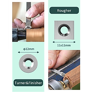 TBPA 24 Pieces Tungsten Carbide Cutters Inserts Set for Wood Lathe Turning Tools Included 11mm Square with Radius,12mm and 8.9mm Round, 30x10mm Sharp Point Diamond,12 Pieces screws