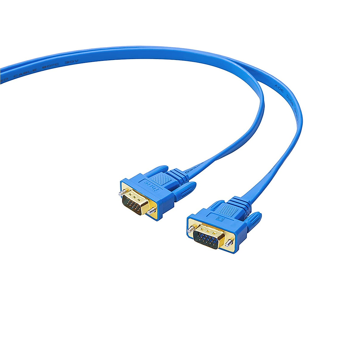 DTech Flat Thin Extra Long VGA Cable 25 ft Male to Male 15 Pin Connector Computer Monitor Cord 1080p HD High Resolution(8 Meter, Blue)