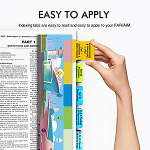 FAR/AIM 2023/2022 Tabs for Private Pilot , Tear-Resistant Color-Coded and Laminated Tabs with Bookmark and Placement Template, 87 Tabs in Total with 9 Blank Index Tabs (Color-Coded)