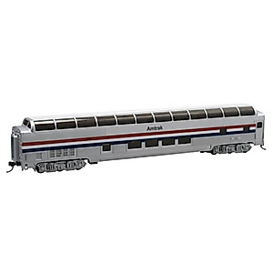 Bachmann Trains - 85' FULL DOME AMTRAK PHASE II Passenger Car with Lighted Interior - HO Scale , White