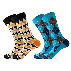 Santimon Dress Funny Novelty Breathable Athletic Cool Colorful Socks Casual Cushioned Crew Calf Socks For Men Yellow-Green 1 Pack