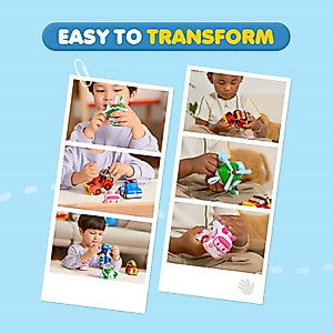 Robocar Poli 4 Pack Poli + Amber + Roy + Helly Transforming Robot Toys, 4" Transformable Action Figure Toy, Emergency Vehicle Playset, Holiday Birthday Rescue Car Toys Gift for Boys Girls Age 1-5