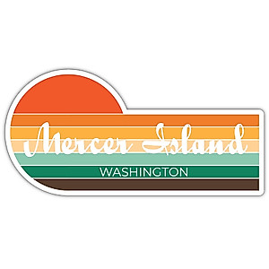 Mercer Island Washington 4 x 2.25 Inch Fridge Magnet Retro Vintage Sunset City 70s Aesthetic Design
