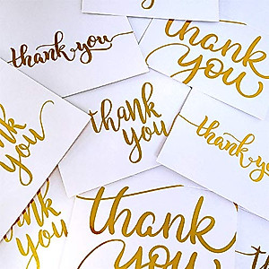 Supla 102 Sets Gold Foil Thank You Cards Bulk with Envelopes Stickers Thank You Notes 3 Designs Blank Thank You Note Cards Greeting Cards 4" x 6" for Weddings Baby Shower Bridal Shower