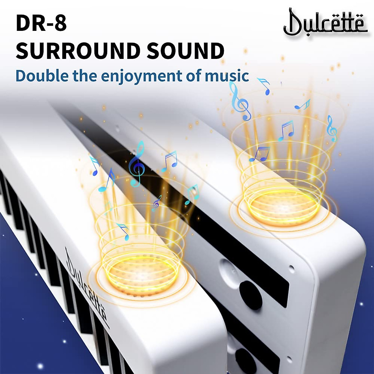 Dulcette *NEW* Foldable Electric Piano Keyboard | 88 Keys Portable Keyboard | Semi-Weighted Touch Sensitive Keys | MIDI & Dual Speakers Sustain Pedal | Digital Piano FREE Bag (White)