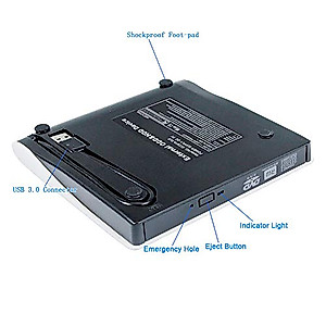 Portable USB 3.0 External DVD CD ROM Optical Drive, for Dell XPS XP S 13 15 9360 7590 9560 9570 2016 2017 2018 2-in-1 Touch Screen Ultrabook Laptop, 8X DVD-RW 24X CD-R Players Reader