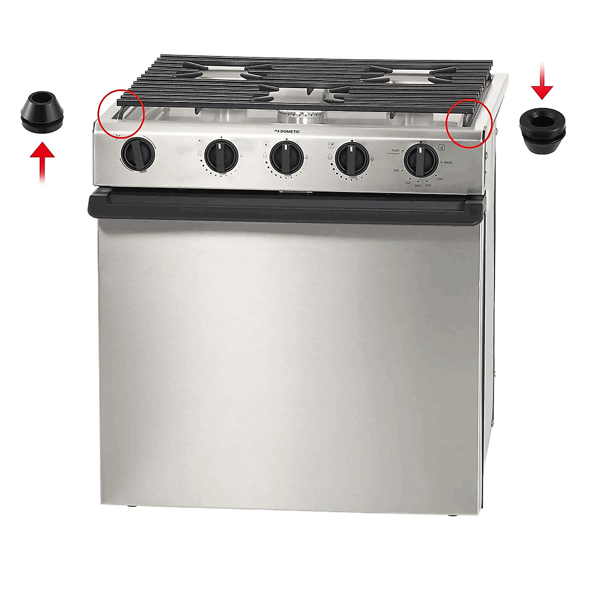 SMEV 50708 RV Cooktop Grate Grommets for Dometic Stove Top Parts Grate Rubber Grommets Replacemet RV Stove Parts top rubber bumpers Dometic Stove protector Range Grate Pads Rubber Feet 12 Pcs